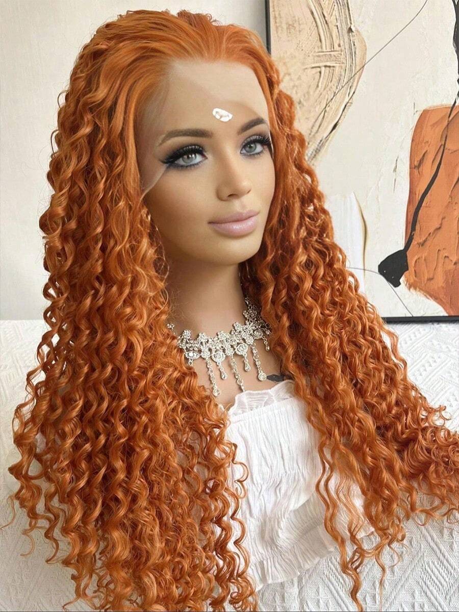 Ginger Orange Deep Curly 13x3 Lace Front Wig With Baby Hair Glueless ...