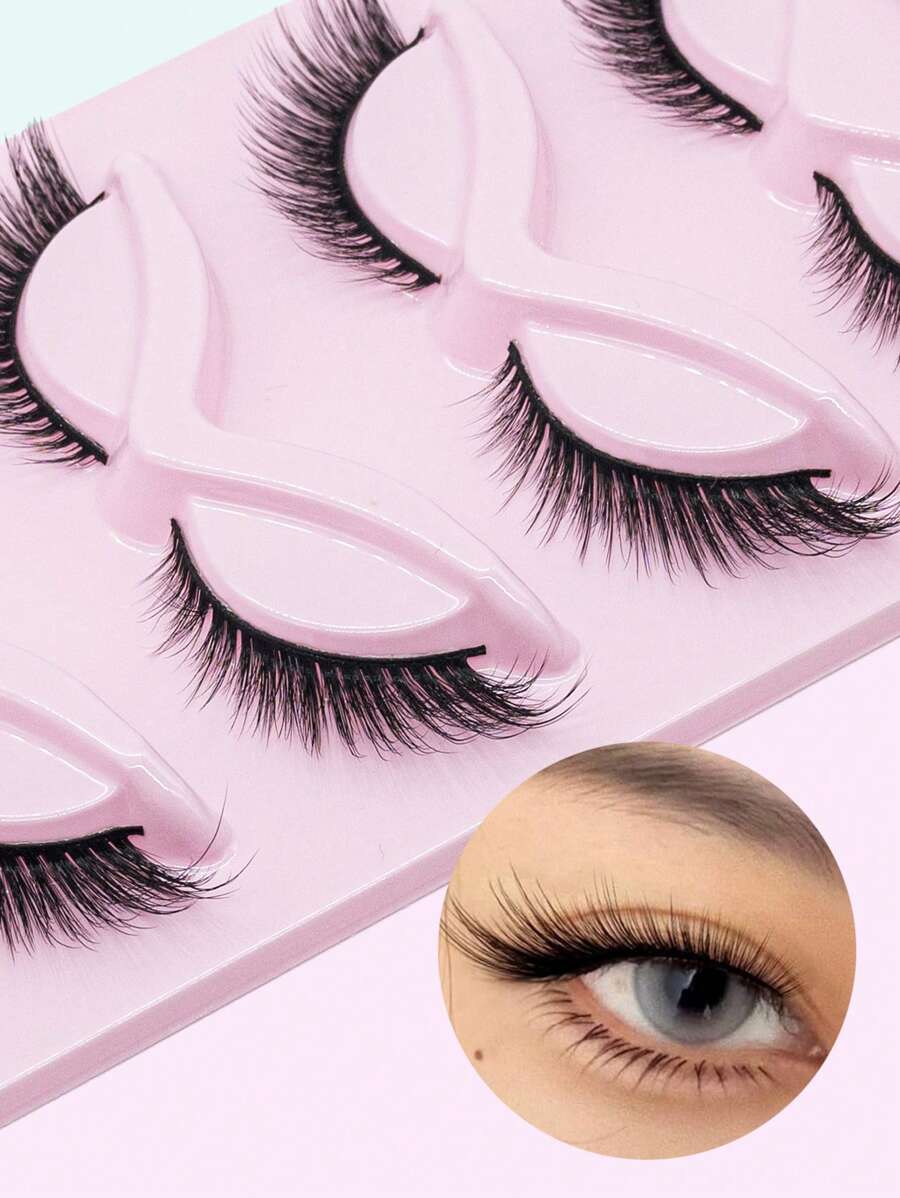 5 Pairs Of Slender Long Curly Fox Eye Manga Lashes Eyetail Elongated ...