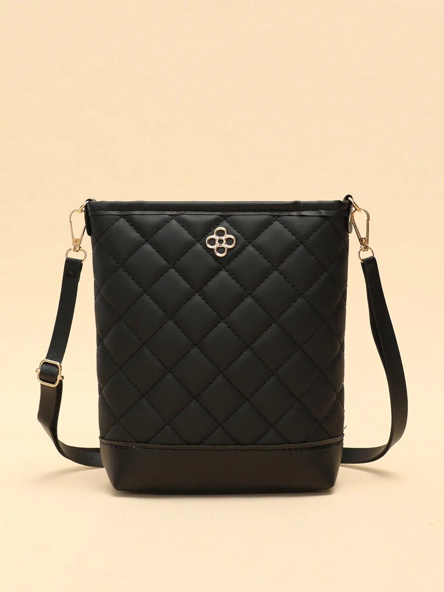 1pc Rhombus Embroidered Shoulder Diagonal Crossbody Bucket Bag ...