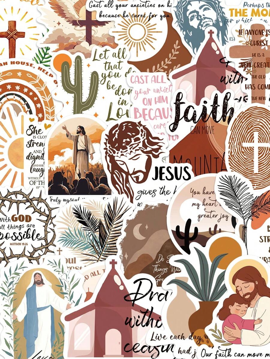 50pcs Jesus Faith Stickers Bible Verse Faith Stickers,Classic Jesus ...
