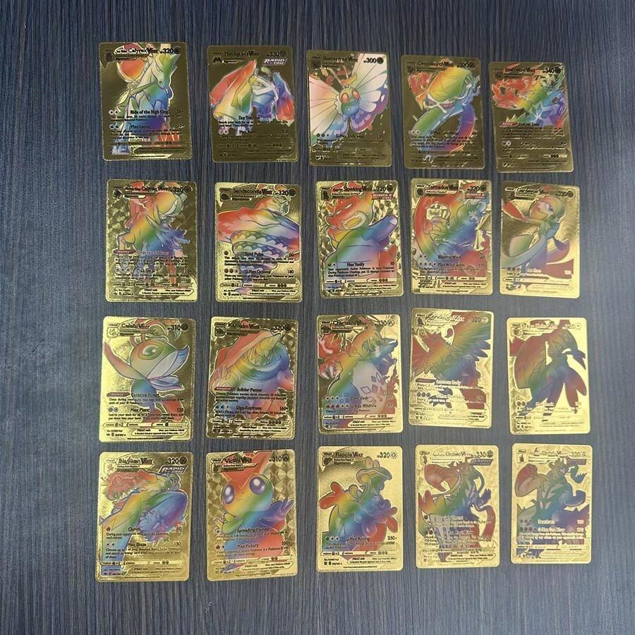 pokemon 110pcs Cards Gold Colorful Vmax GX Vstar English Collection ...