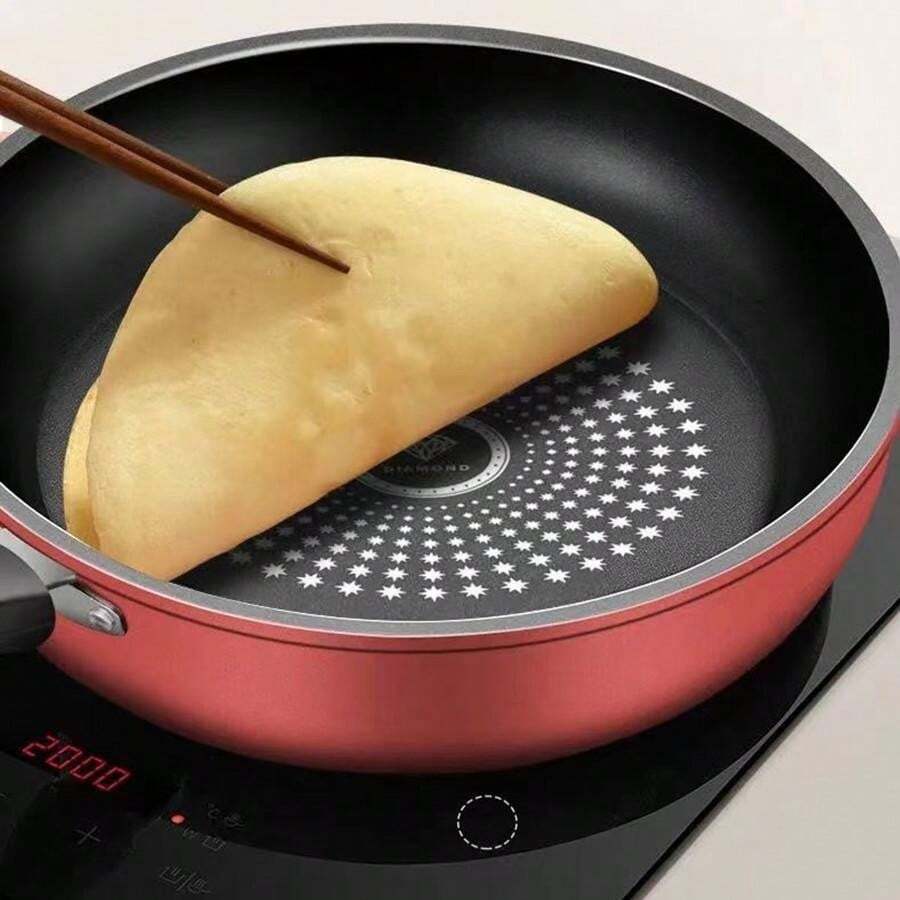 Red Non-Stick Frying Pan, Suitable For Induction Cooktop, Gas Stove ...