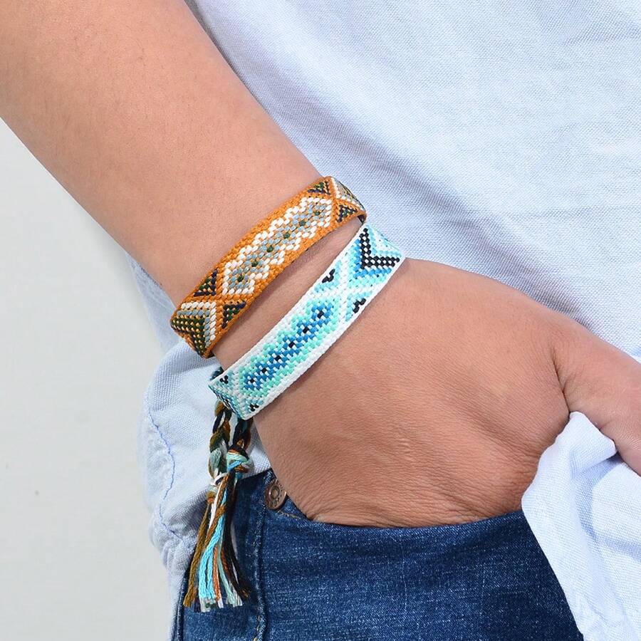 12Pcs Bohemia Nepal Woven Friendship Bracelets Adjustable String ...