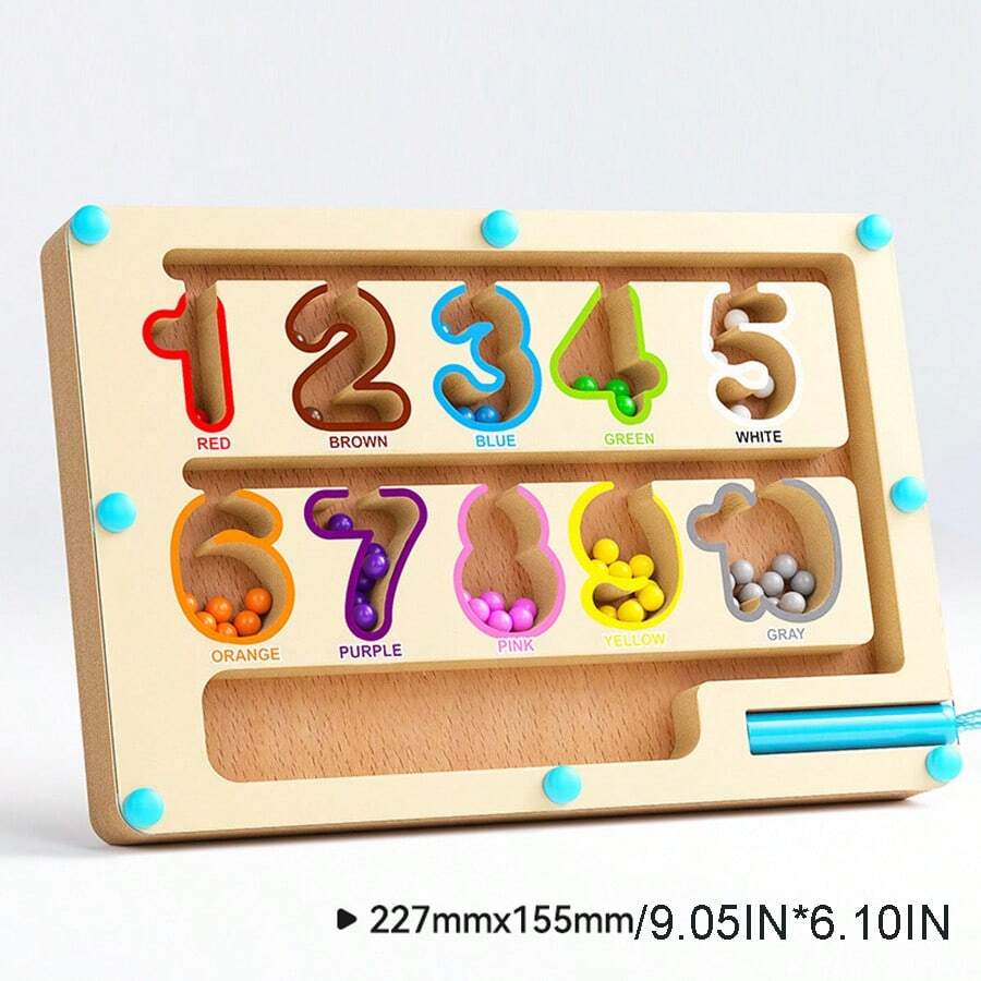 Wooden Kids' Number & Color Sorting Maze Toy - Early Learning Puzzle ...