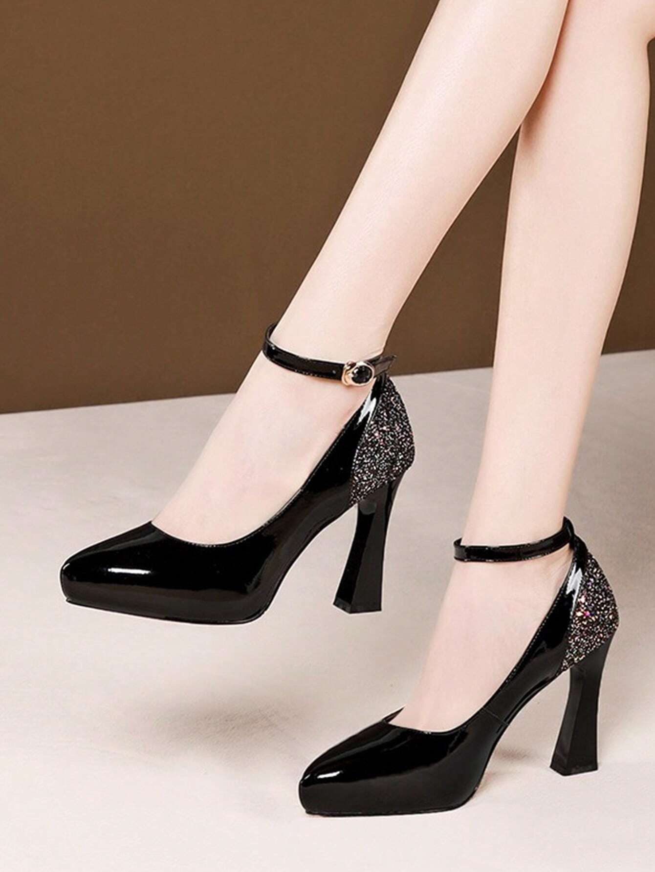 Women High Heel Shoes Waterproof Platform Low Vamp Work Pumps For ...