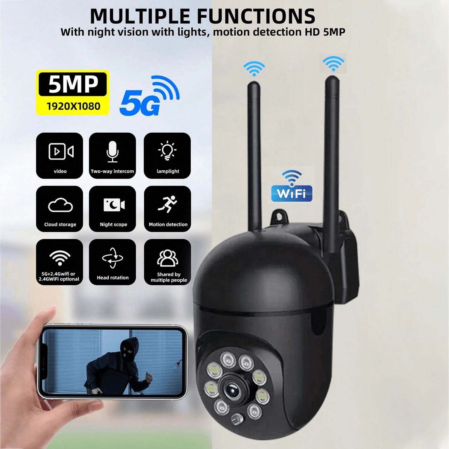 8MP 5MP 3MP 2MP HD 1080P, תדר כפול 2.4G+5GWIFI ו-2.4GWIFI תצורה ...