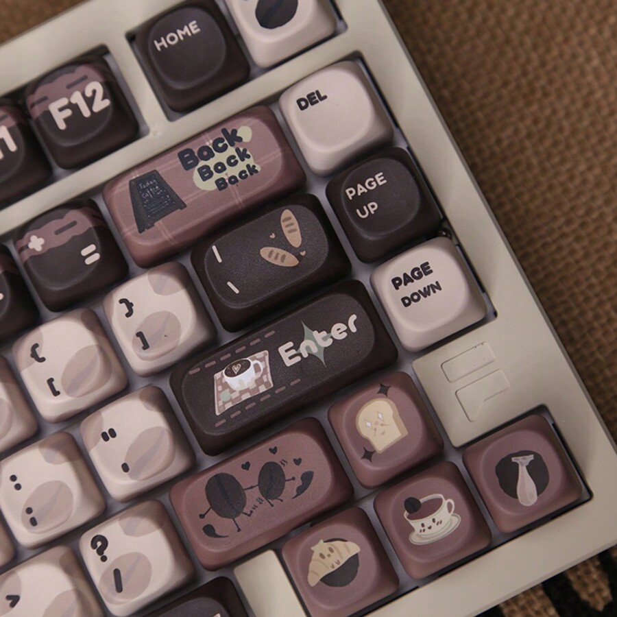 131 Key Coffee Theme MOA Profile PBT Keycaps Sublimation Mechanical ...