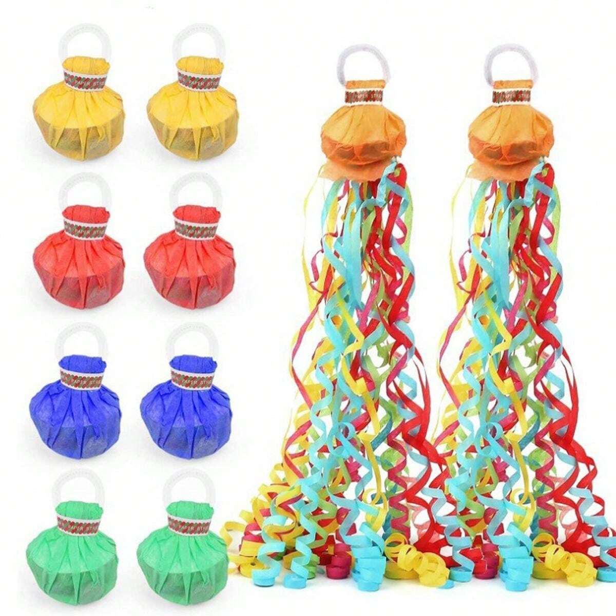 Streamers Poppers - Colorful Hand Throw Confetti Poppers, No Mess Paper ...
