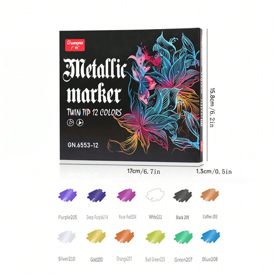 36 Colors Dual Tips Metallic Marker Pens, Water-Based Erasable Oil ...