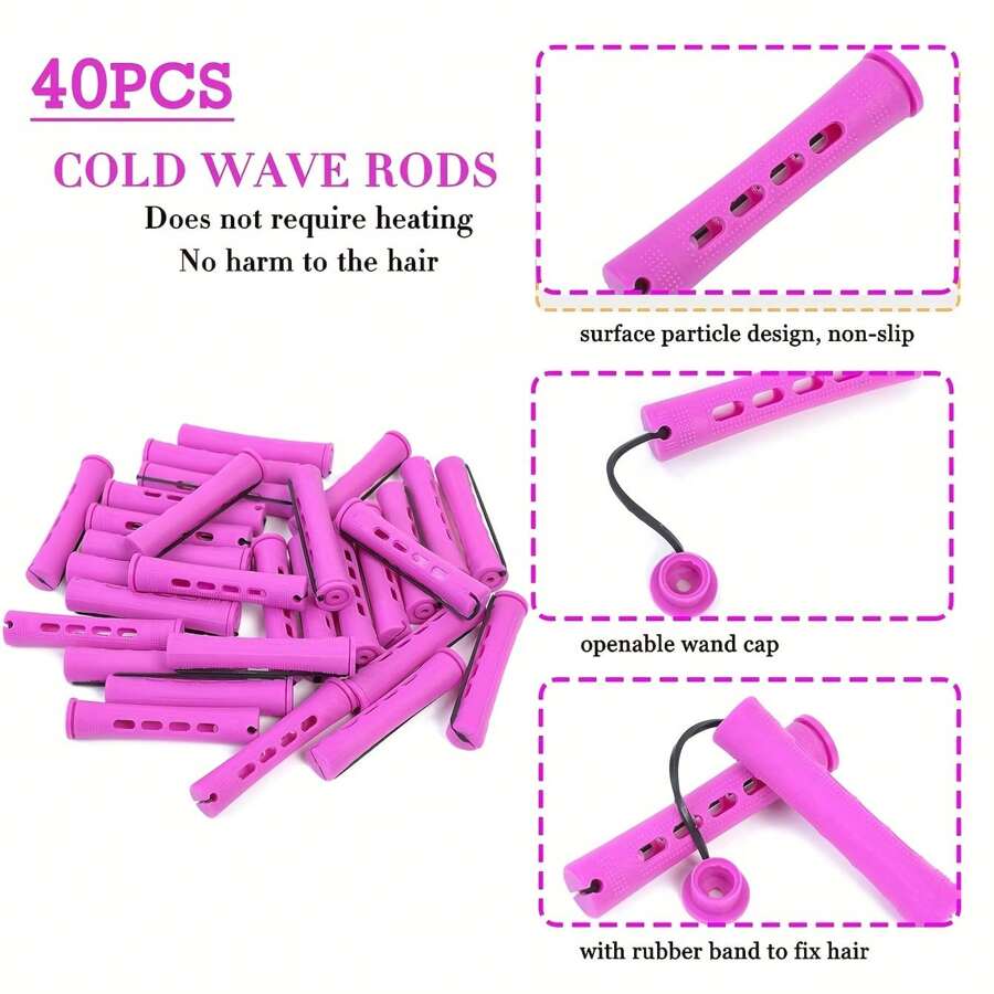 40pcs Premium Perm Rods Set For Natural Hair - Create Bouncy Curls With Cold Wave Rods & Hair ...