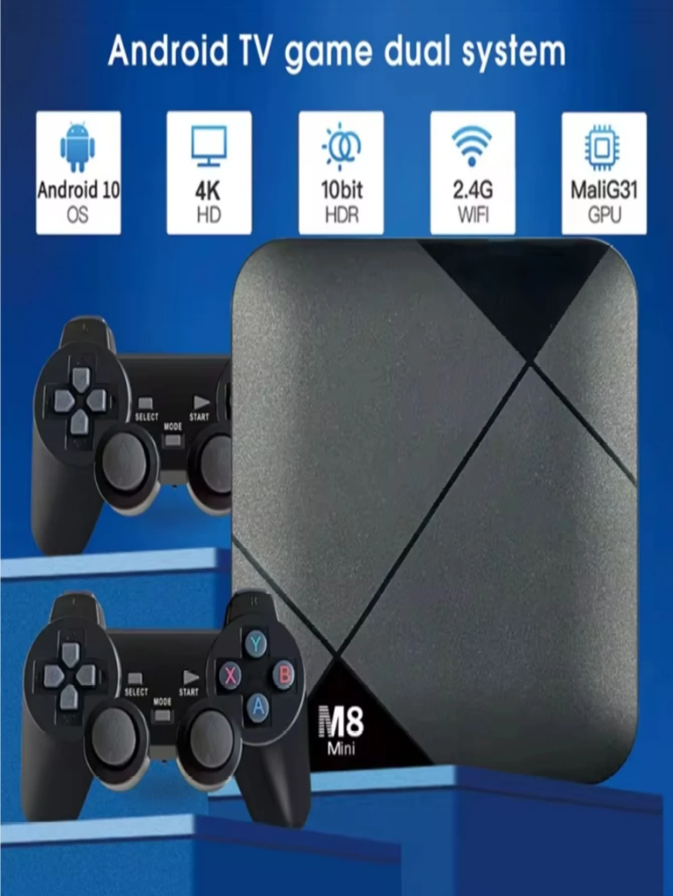 M8 Pro Mini Game TV Box With Joystick 4K HD 10000 Games Retro Wi-Fi Console | SHEIN UK
