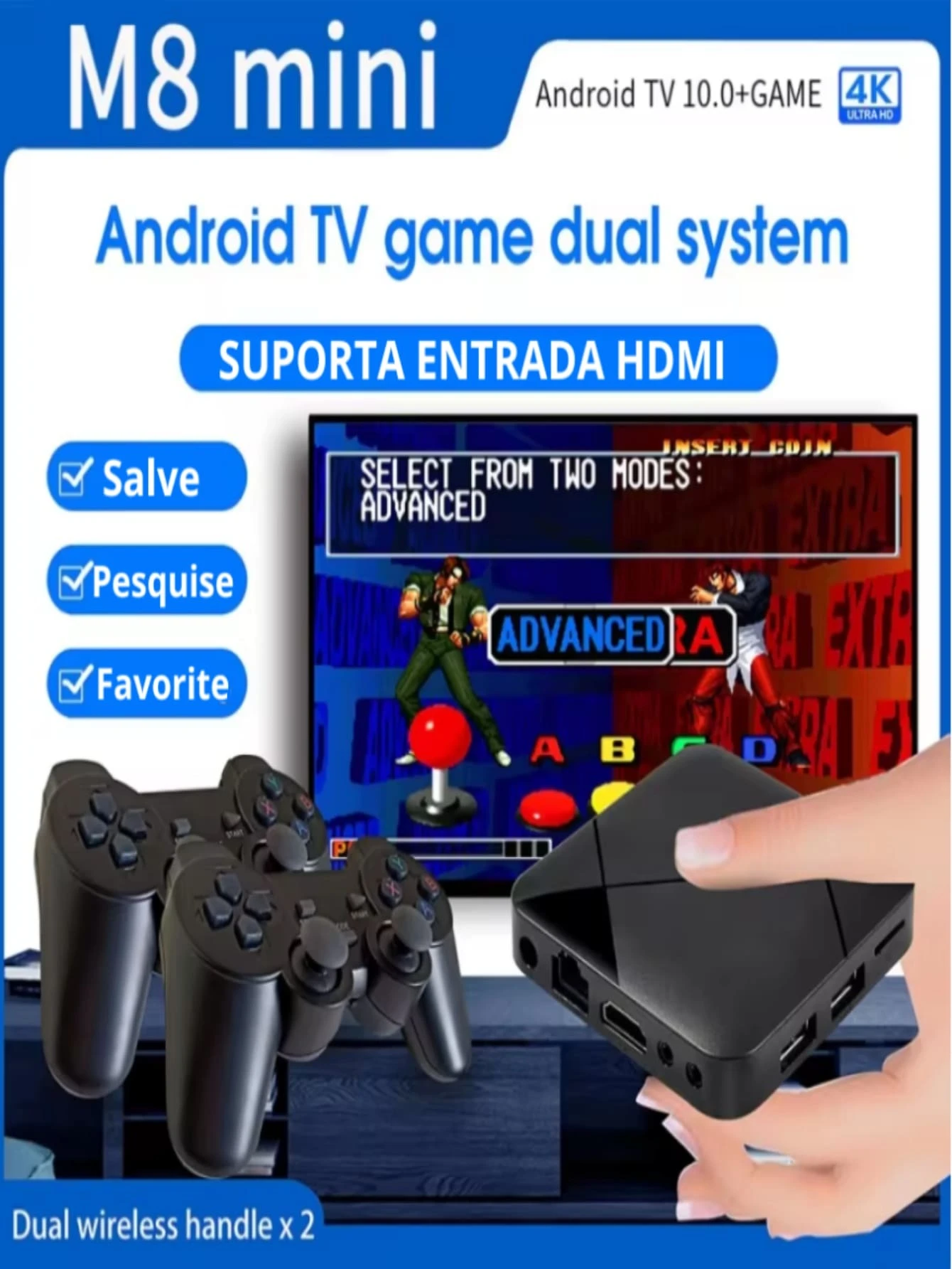 M8 Pro Mini Game TV Box With Joystick 4K HD 10000 Games Retro Wi-Fi Console | SHEIN UK