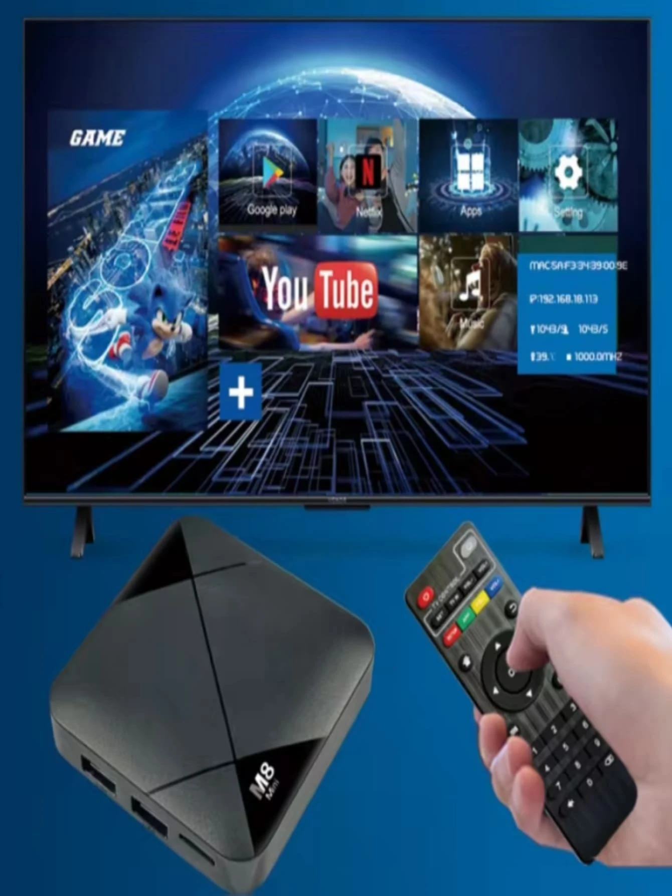 M8 Pro Mini Game TV Box With Joystick 4K HD 10000 Games Retro Wi-Fi ...