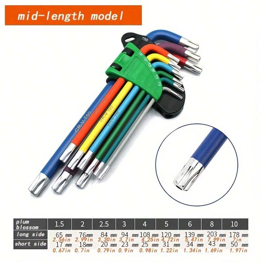 9pcs Long Arm Allen Key Set, Essential Hex Key Set For Bicycle Repair ...