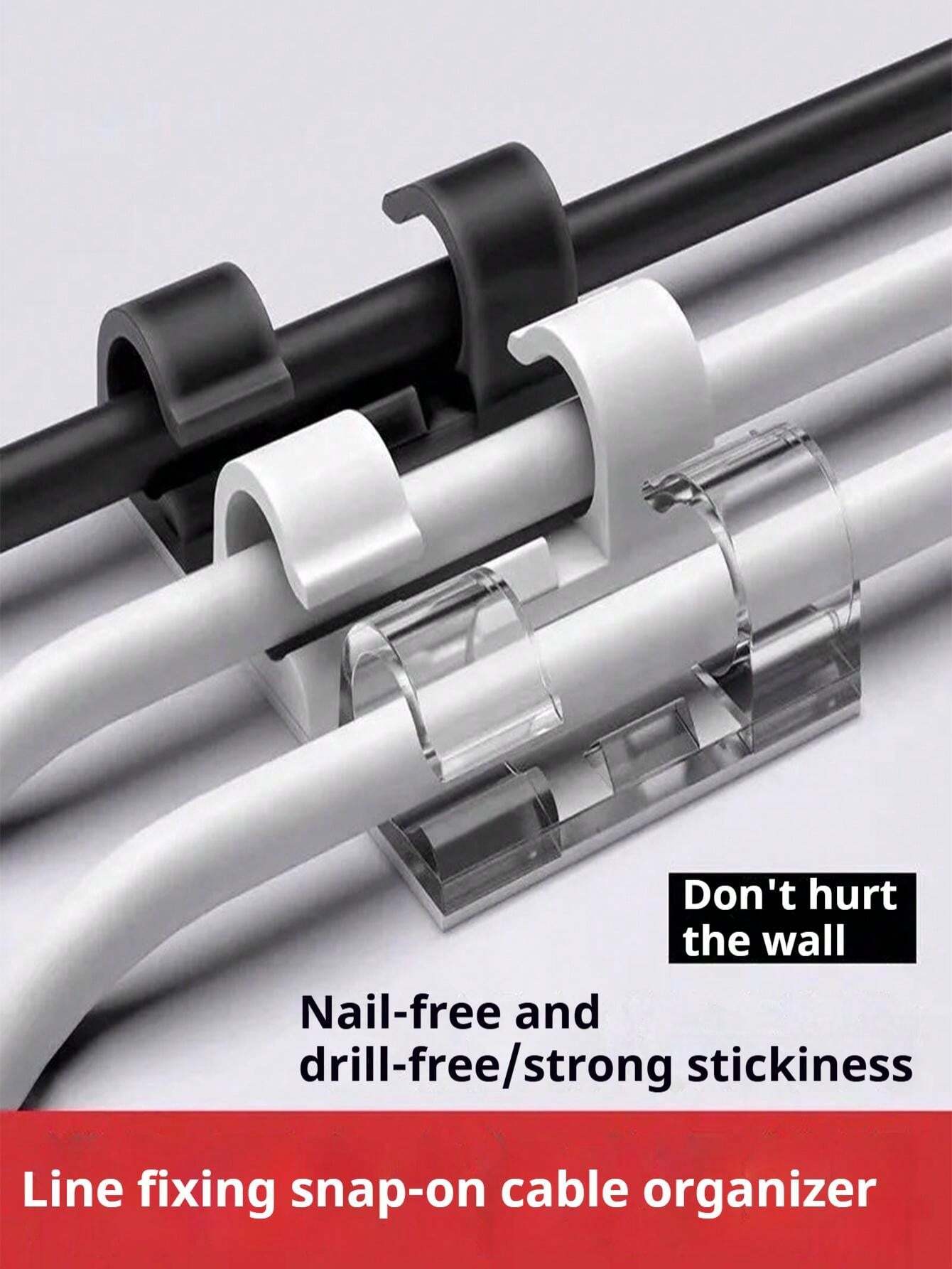 Pacote com 20 clipes adesivos para cabos, suportes transparentes para ...