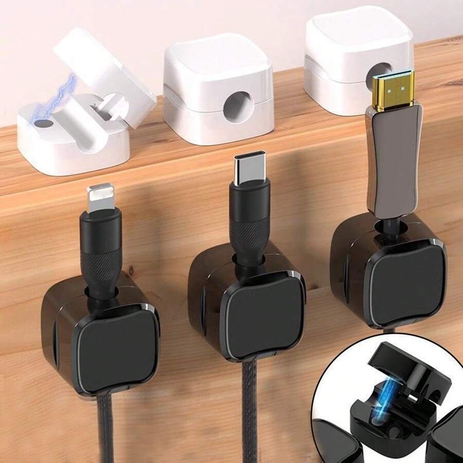 4pcs Magnetic Cable Organizer, Adhesive Charge Cable Holder, Cord Tidy ...