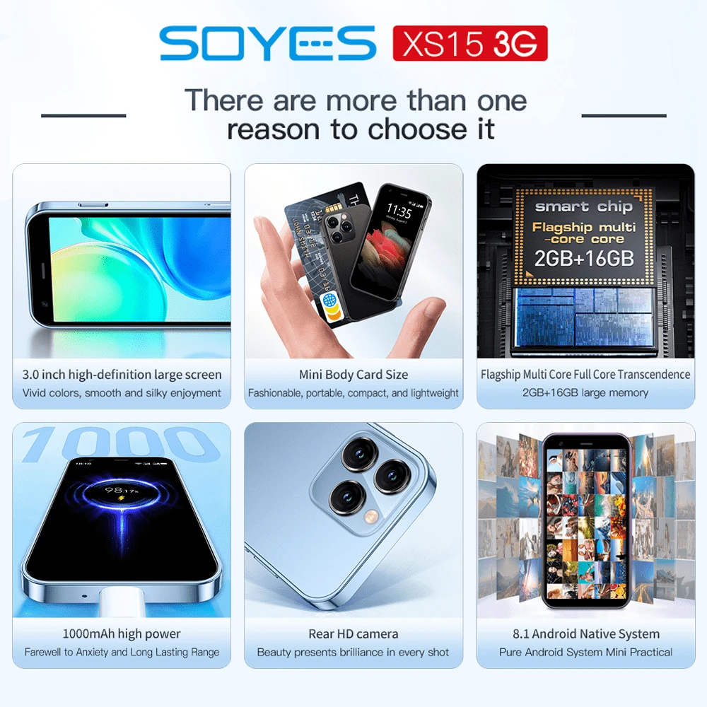 Soyes هاتف ذكي صغير SOYES XS15 بنظام أندرويد 8.1 بشاشة 3.0 إنش، رام 2 جيجابايت، ذاكرة 16 ...