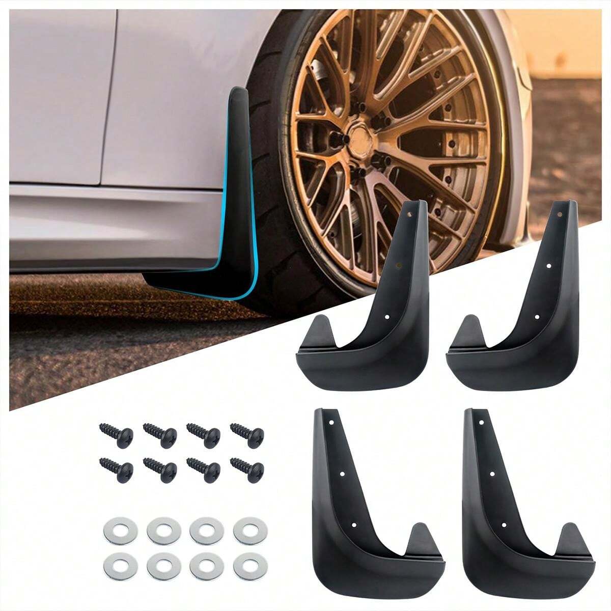 4PCS Universal Mud Flaps For Car,No Drilling Needed Front & Rear Wheel ...