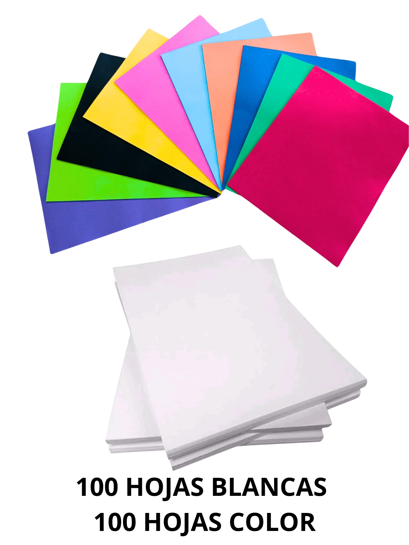 100 COLOR SHEETS + 100 WHITE SHEETS PACK OF 200 DUO LETTER SIZE SHEETS ...