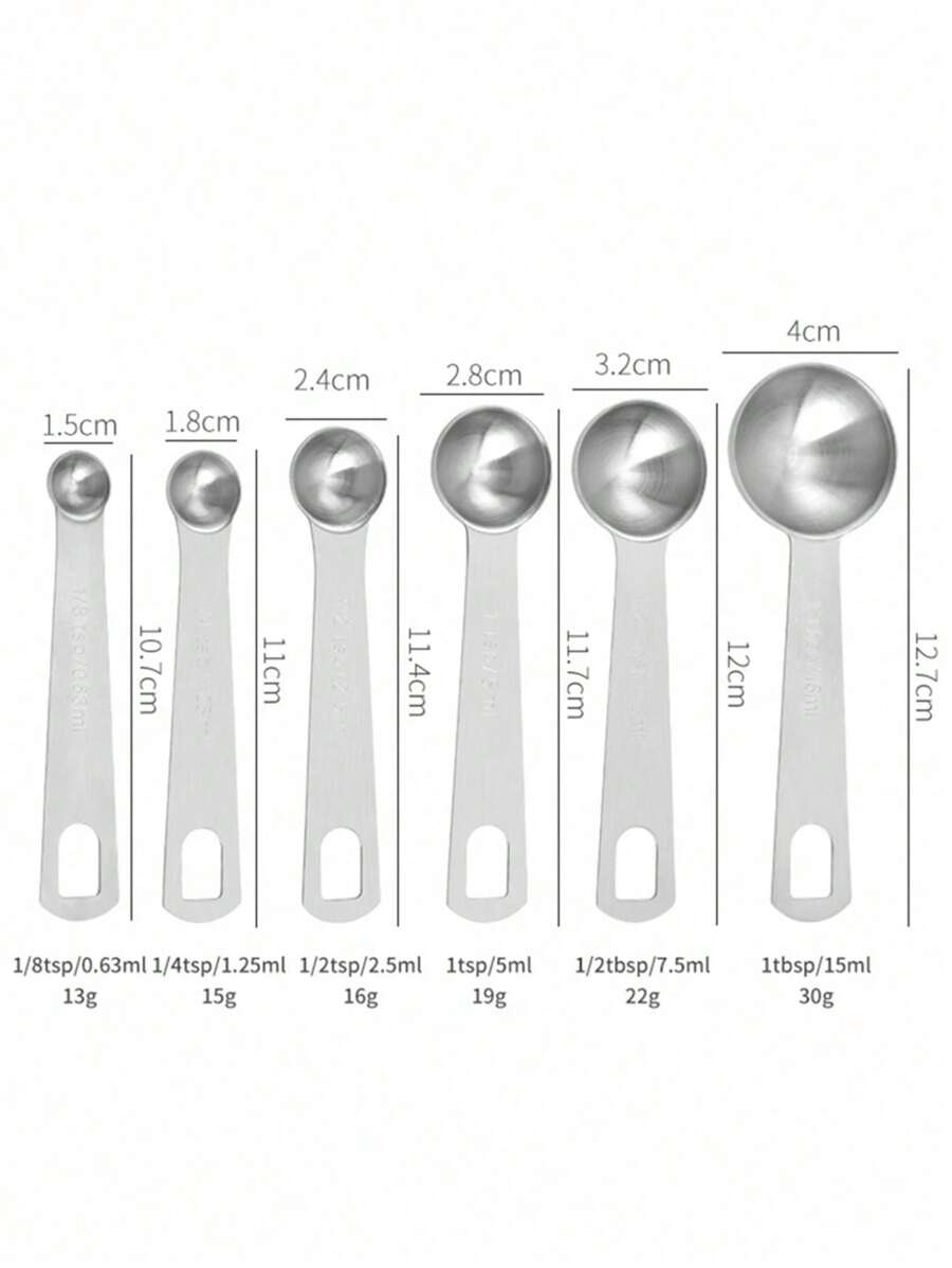 6pcs Measuring Spoons, Premium Heavy Duty Stainless Steel Measuring ...