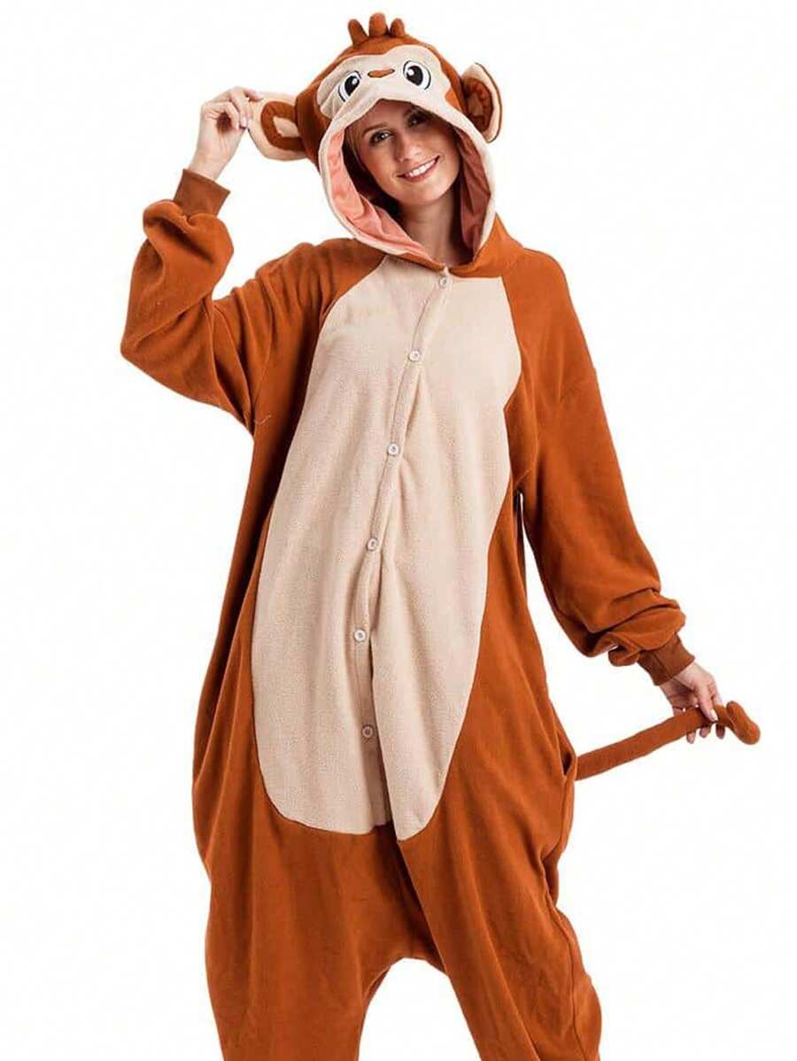 SYNCFUN Halloween Costume Unisex Adult Monkey Pajama Plush Monkey ...