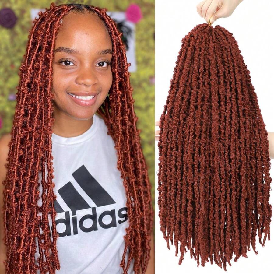 24 Inch 1 Pack Copper Red Butterfly Locs Crochet Hair Pre Looped Soft ...