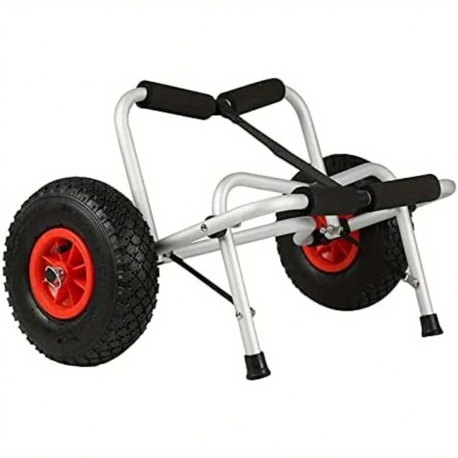 100Kg Foldable Kayak Trolley Cart Carrier Pneumatic Tyres Canoe Boat ...