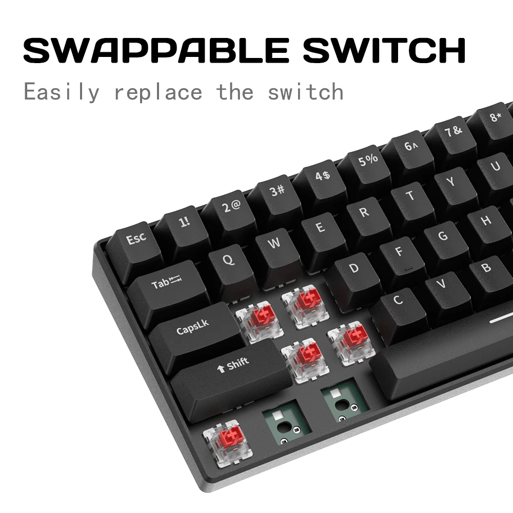 ZIFRIEND H61K White 61Keys Wired Mechanical Keyboard Blue Red Brown ...