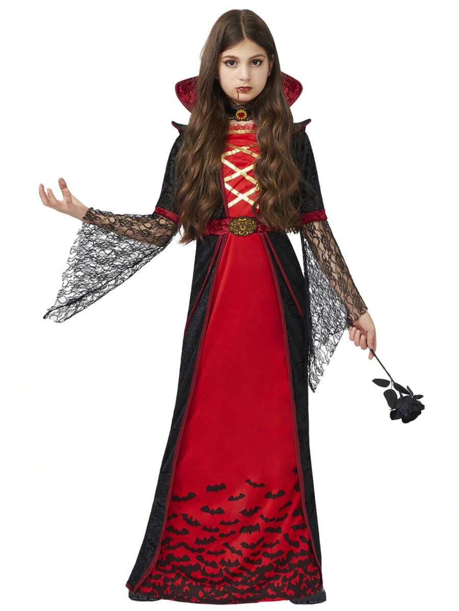 Joyfy Royal Vampire Costume For Girls Deluxe Set Halloween Gothic ...