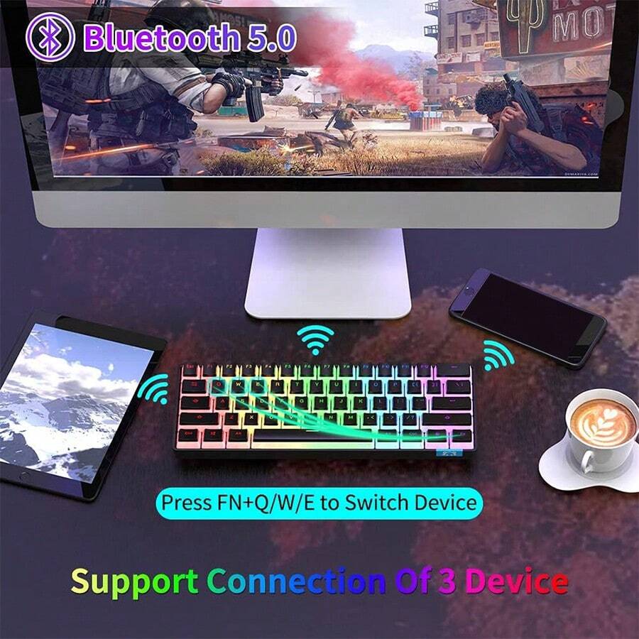 AJAZZ STK61 Mini 60% Mechanical Gaming Keyboard - PBT Pudding Keycaps ...