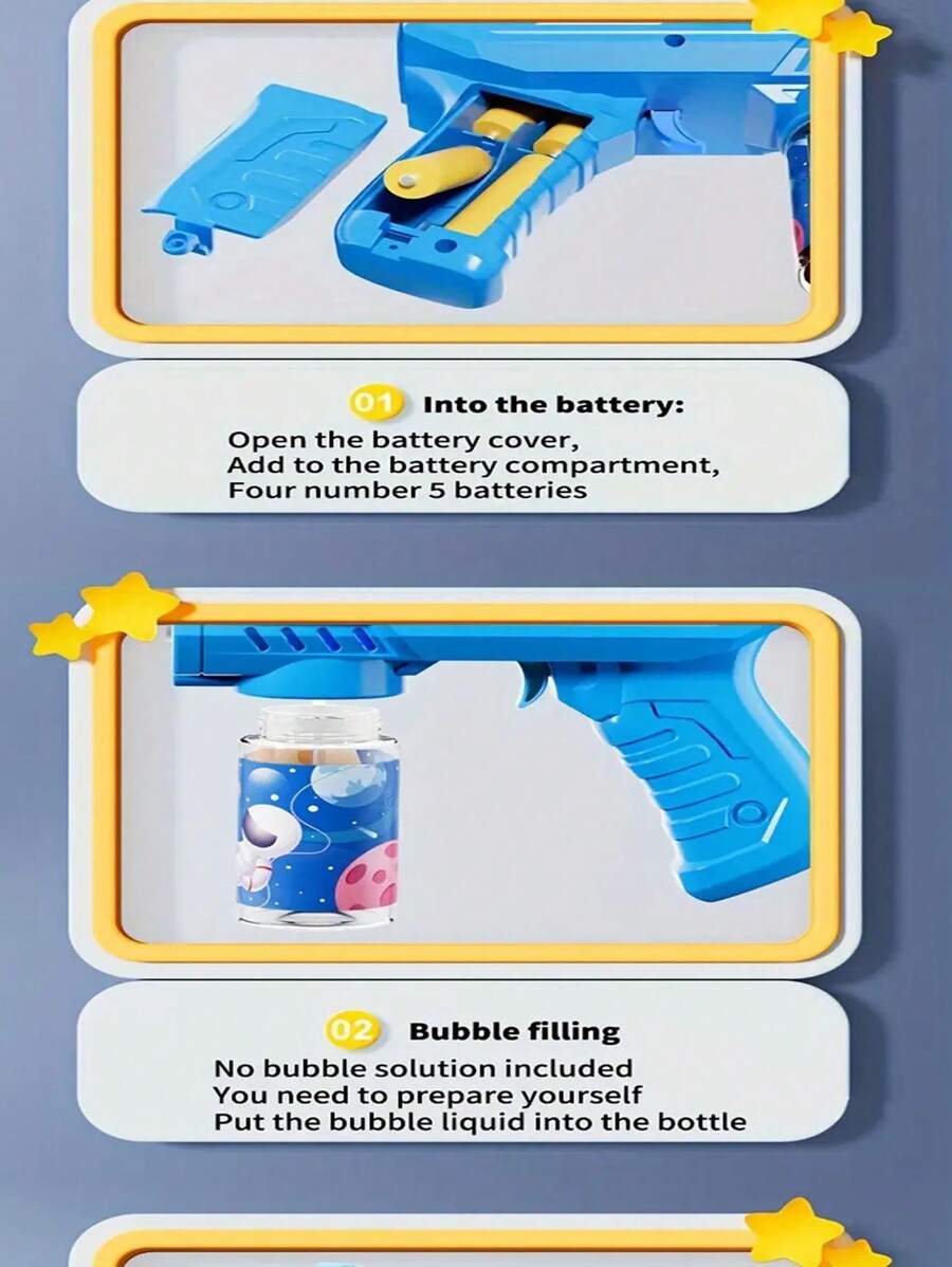 10-Hole Electric Bubble Machine With LED Lights, Automatic Handheld ...