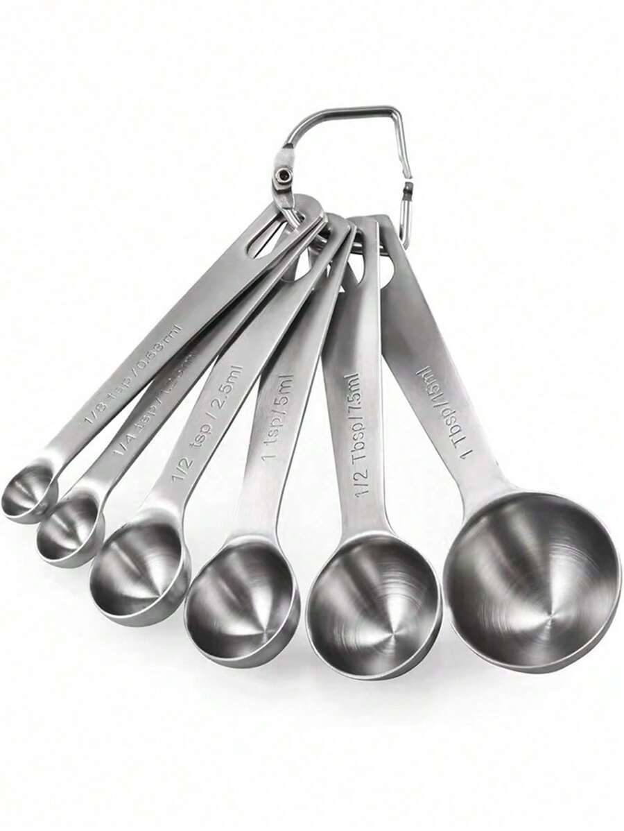 6pcs Measuring Spoons, Premium Heavy Duty Stainless Steel Measuring ...