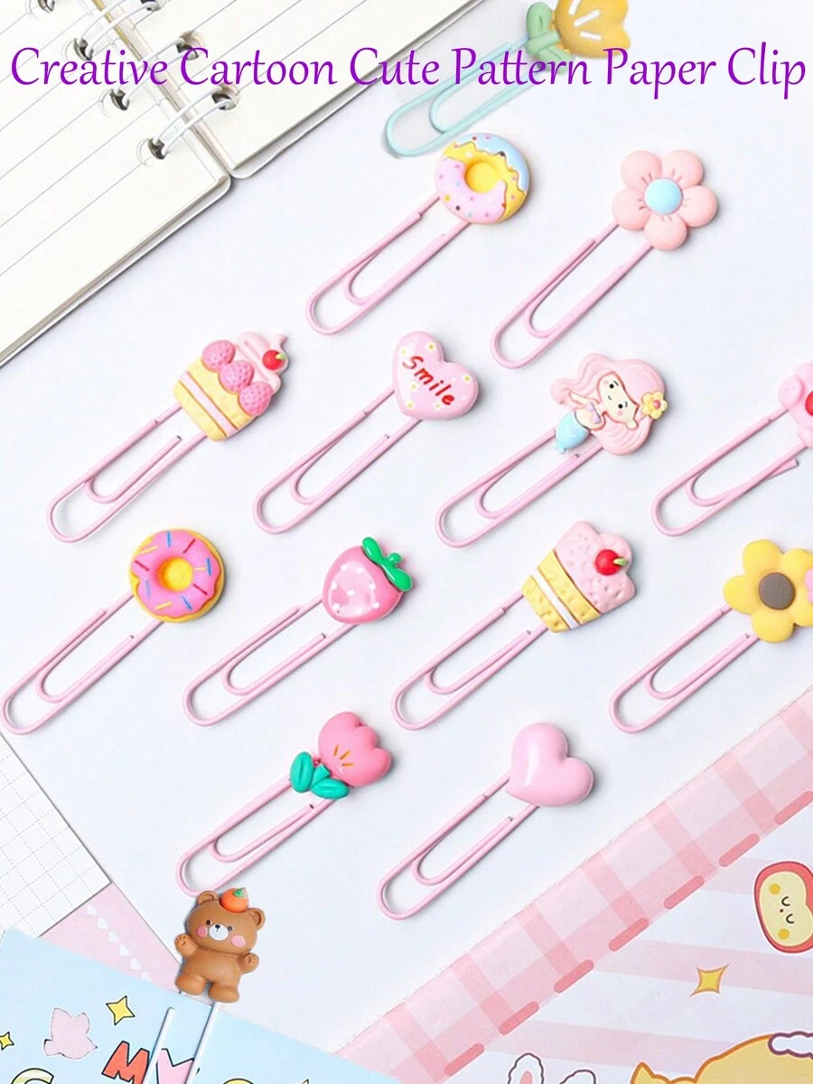 Creative Cartoon Paperclip Funny Pattern Student Bookmarks Cute Mini ...