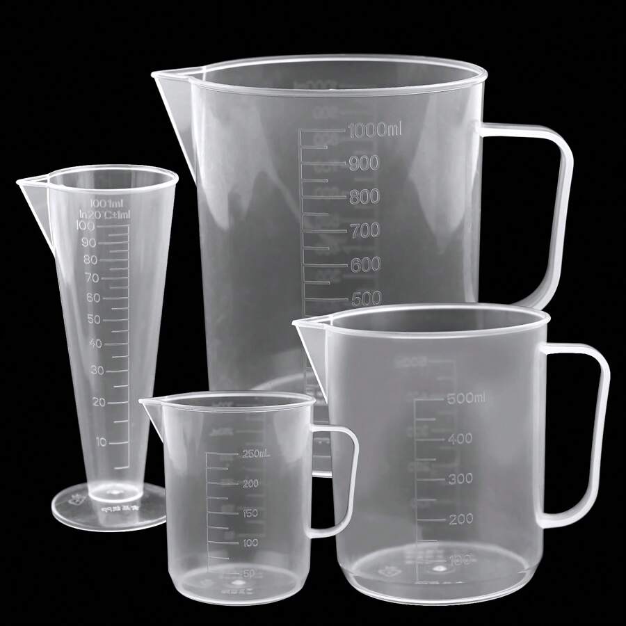 4 jarras de medición, 100 ml/250 ml/500 ml/1000 ml, vasos de precipitados graduados de ...