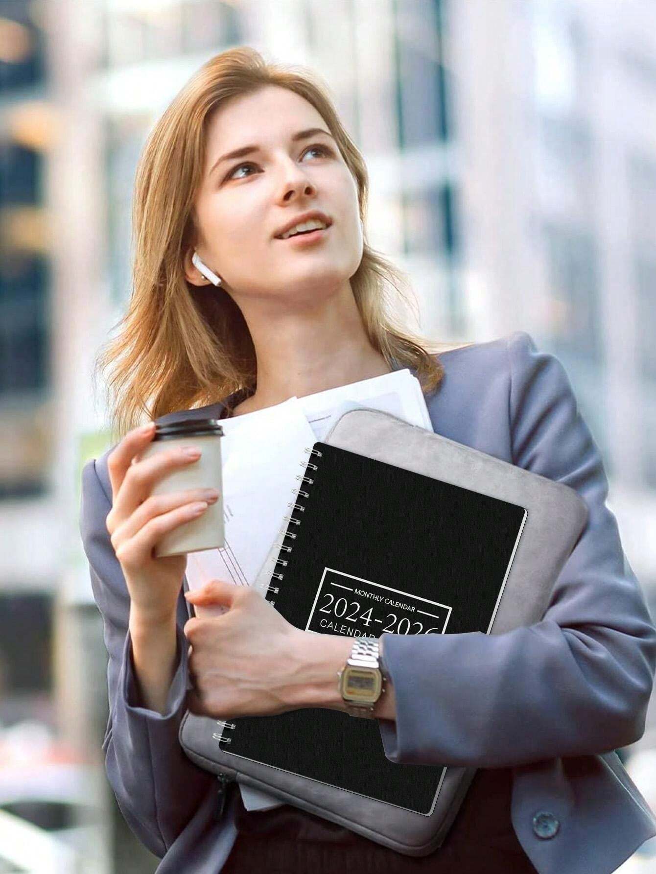 1pc 2024 Jul - 2026 Jun Black Color Portable Daily Planner Calendar With 2025-2026 Years ...