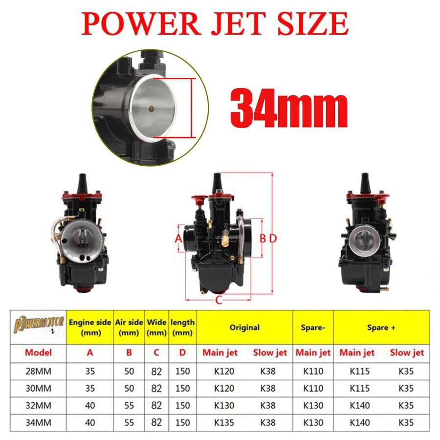 PowerMotor Carburateur PWK de moto, carburateur de course de moto ...