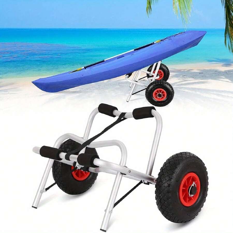 100Kg Foldable Kayak Trolley Cart Carrier Pneumatic Tyres Canoe Boat ...