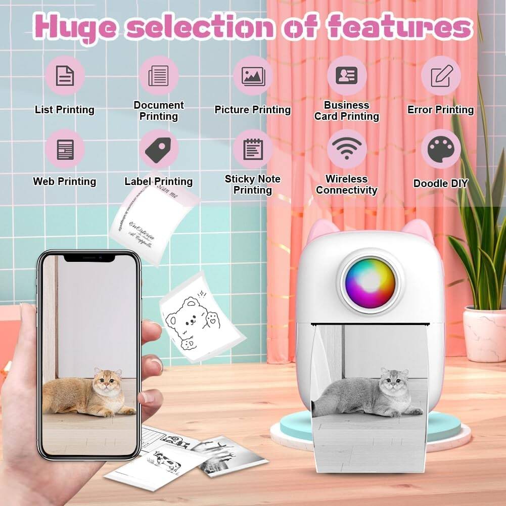 Mini Wireless Portable Photo Printer, Label Printer Thermal Printer ...