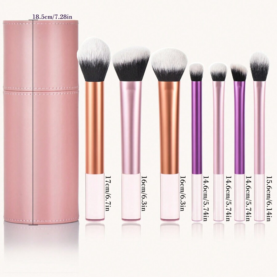 Clear Crystal Handle Makeup Brush Set With Case, 7 Counts Multi-Use ...