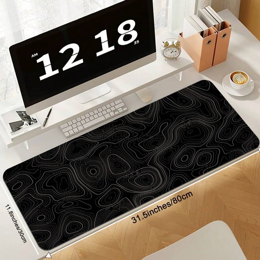 1pc Dark Topographic Contour Gaming Laptop Mouse Pad, Durable Extended ...
