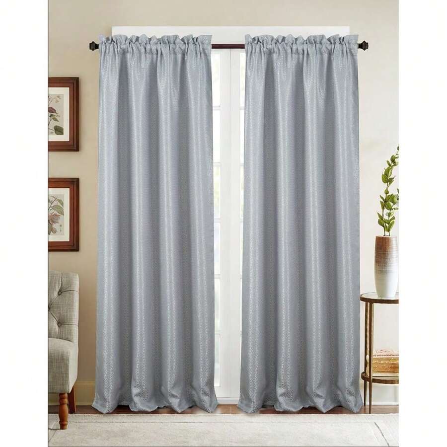 Olivia Gray Naples Textured Jacquard 53 X 84 In. Single Rod Pocket Curtain Panel In Silver ...
