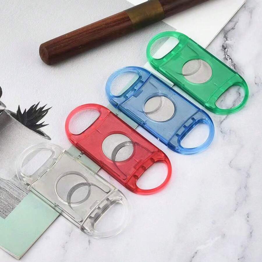 Convenient Universal Transparent Plastic Cigar Cutter, Double Bladed ...