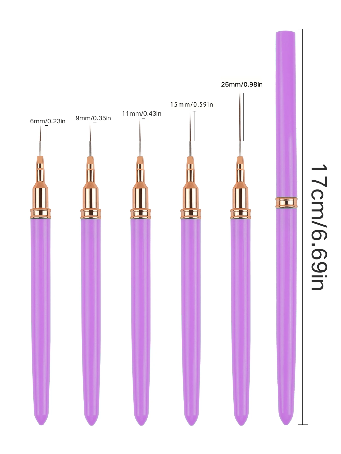 Nail Art Brushes Set, 5 Pcs Plastic Handle Nail Dotting Drawing Tool ...