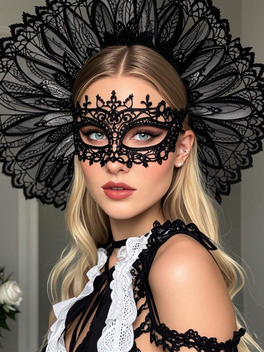 1/3/5/10pcs Random Women Sexy Lace Hollow Half Face Mask,Face Guard ...