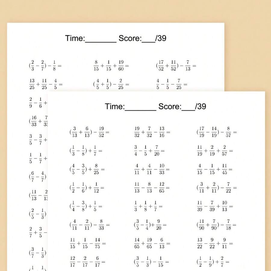 28 Pages Addition And Subtraction Fractions Arithmetic Workbook ...
