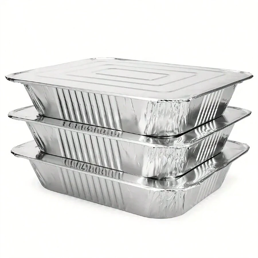 3Pcs Heavy Duty Aluminum Pans With Foil Lids - Extra Thick Disposable ...
