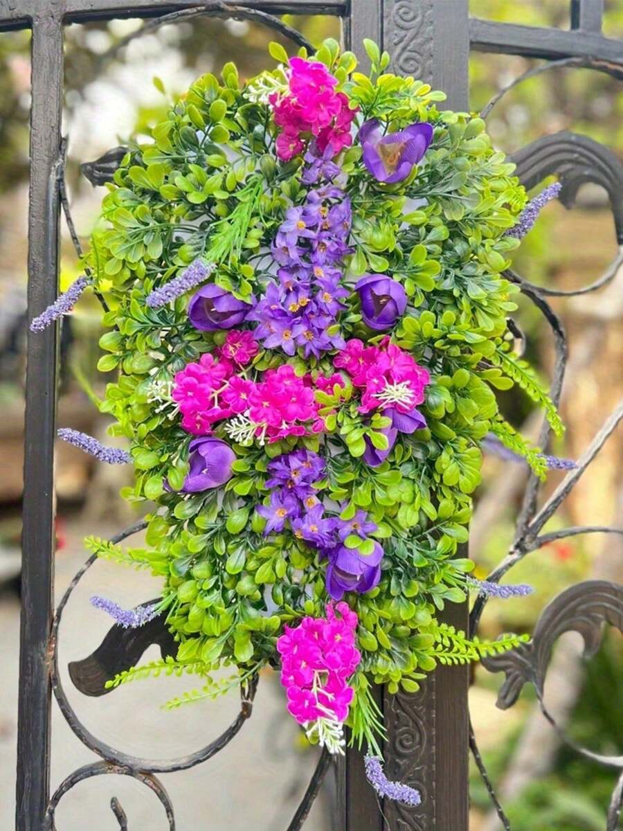 Spring Summer Teardrop Wreath For Front Door, 17.7in Teardrop Teardrop ...