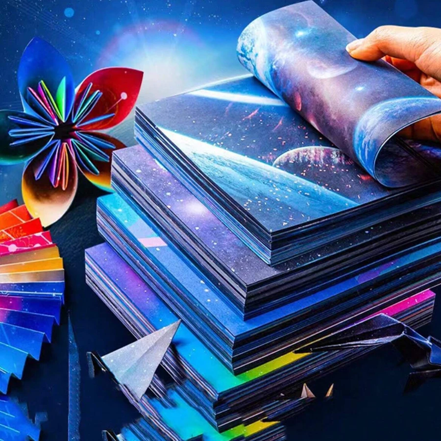 Starry Sky Origami Papers, Colored Double-Sided Printed Pearl Glitter ...