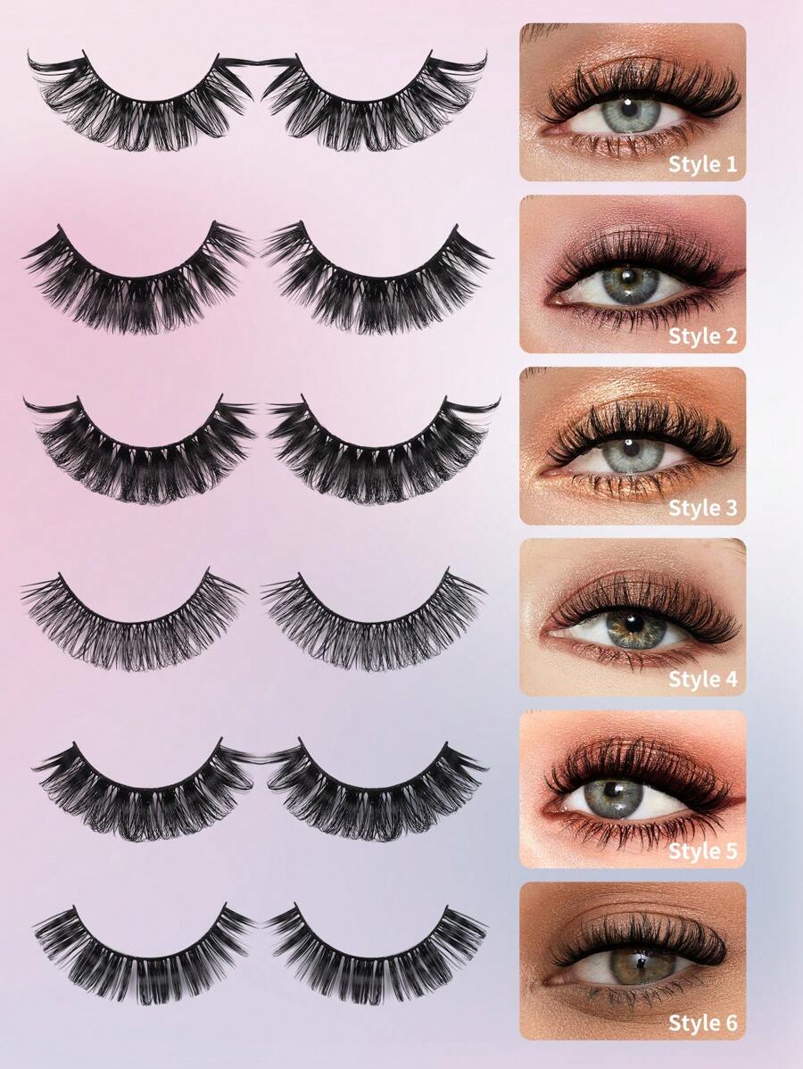48 Pairs Long Thick Fluffy Volume False Eyelashes Faux Mink Lashes 8 ...
