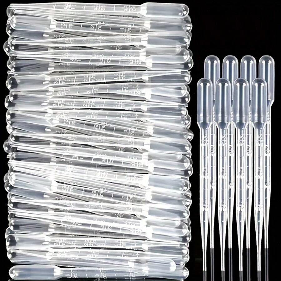 100pcs 3ml Plastic Disposable Resin Droppers, Plastic Calibration Scale ...